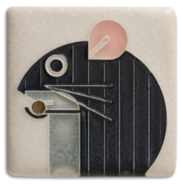 Motawi 3x3 Mouse Tile in Bone - The Shops at the Denver Art Museum