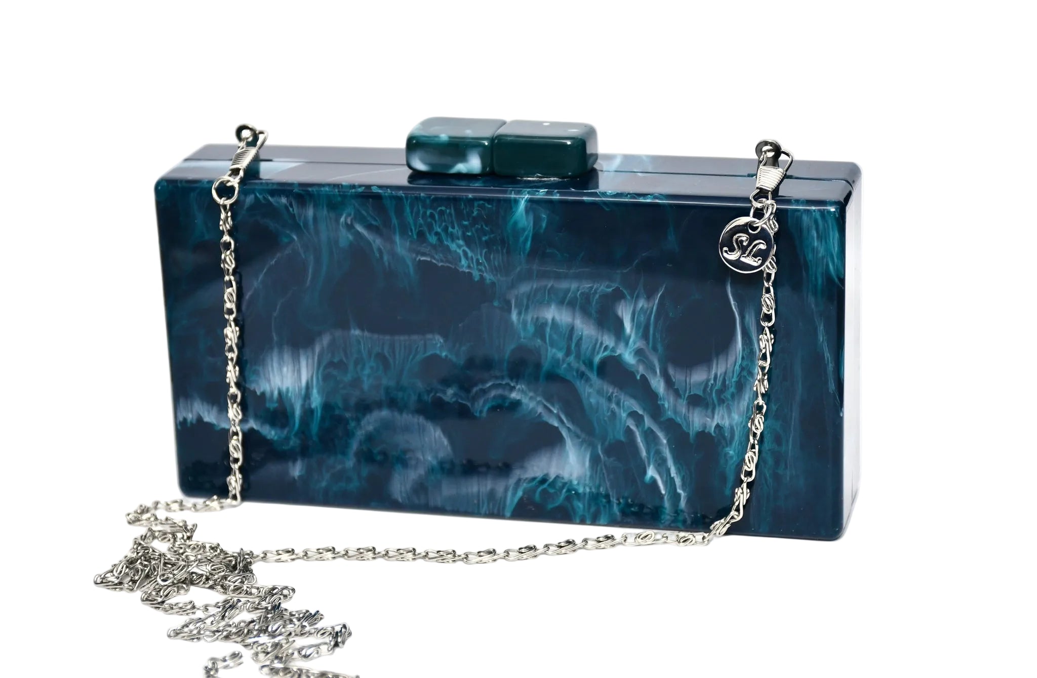 Navy Cloudy Rectangular Clutch - The Shops at the Denver Art Museum