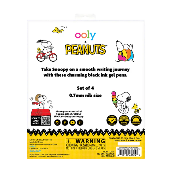 Peanuts Black Ink Retractable Gel Pens Set of 4 - The Shops at the ...